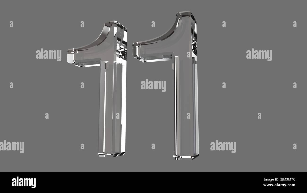 number 11 eleven gold silver 3d glass crystal anniversary render ...