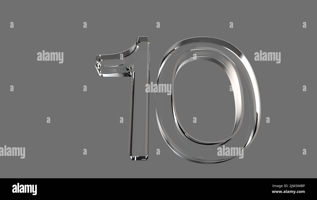 number 10 gold ten silver 3d glass crystal anniversary render ...