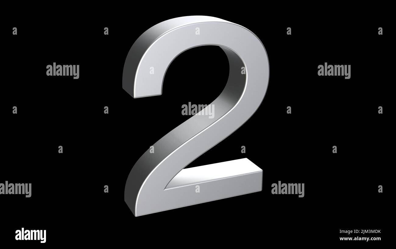number 2 gold two silver 3d glass crystal anniversary render ...