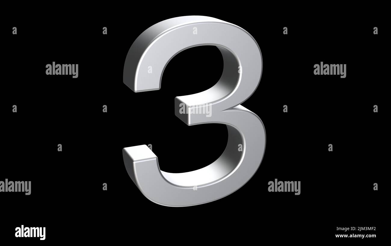 number 3 gold silver three 3d glass crystal anniversary render ...