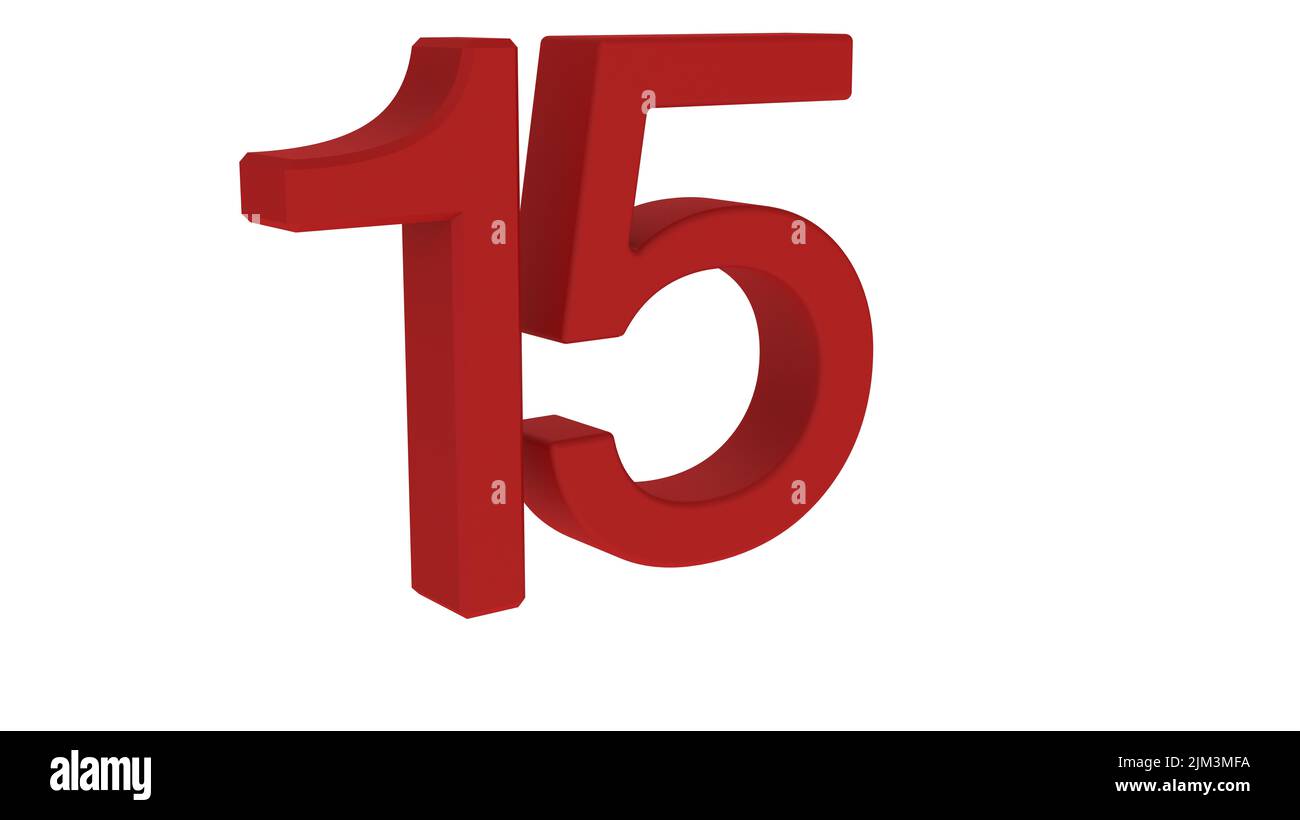 number 15 gold silver 3d glass crystal anniversary render illustration ...