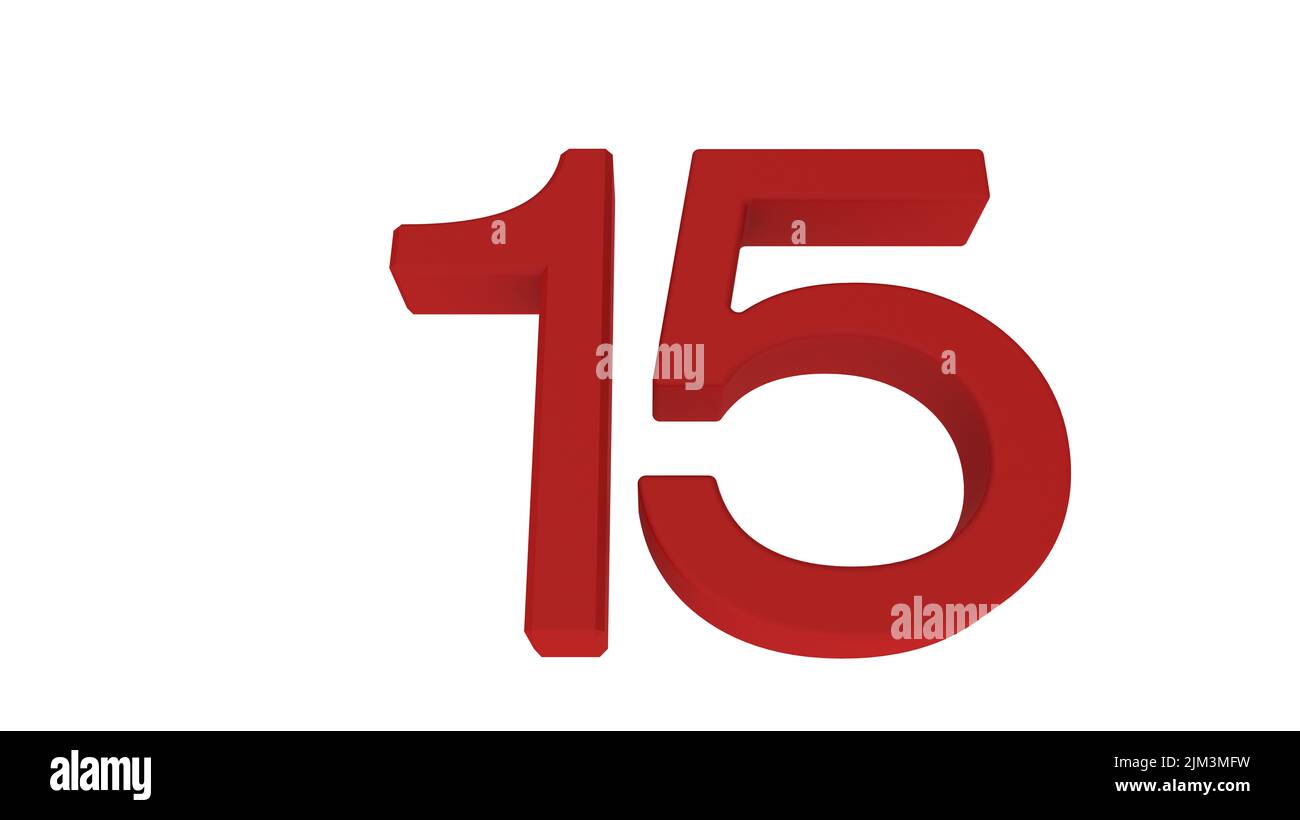 number 15 gold silver 3d glass crystal anniversary render illustration ...