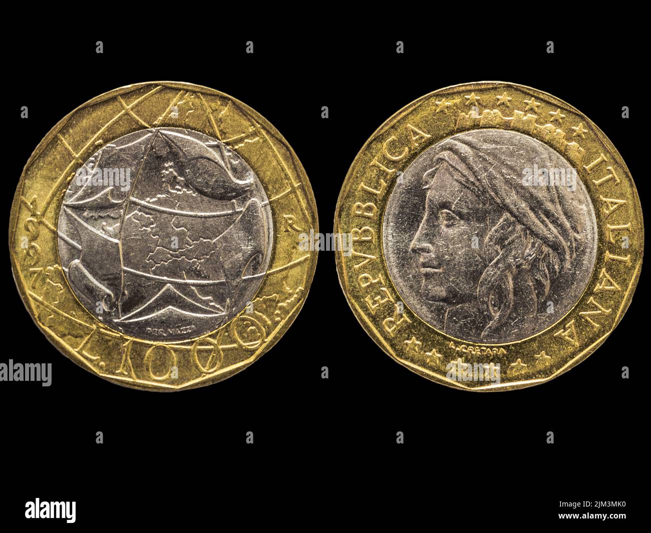 Old Italian lira coin obverse and reverse. old Republic of Italy ...