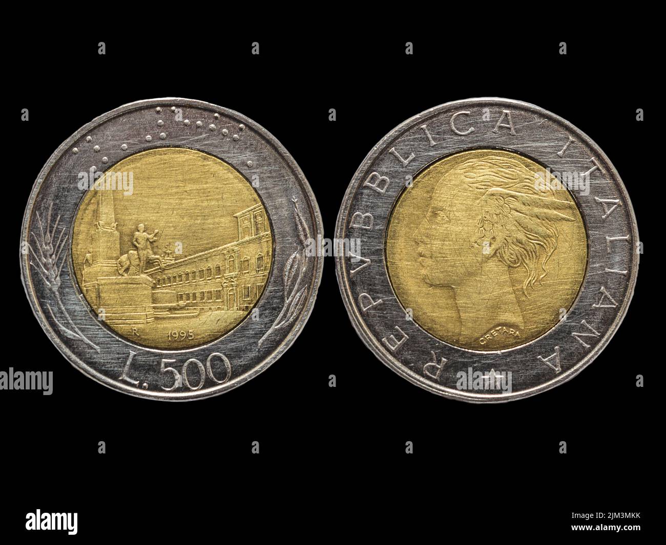 Old Italian lira coin obverse and reverse. old Republic of Italy ...