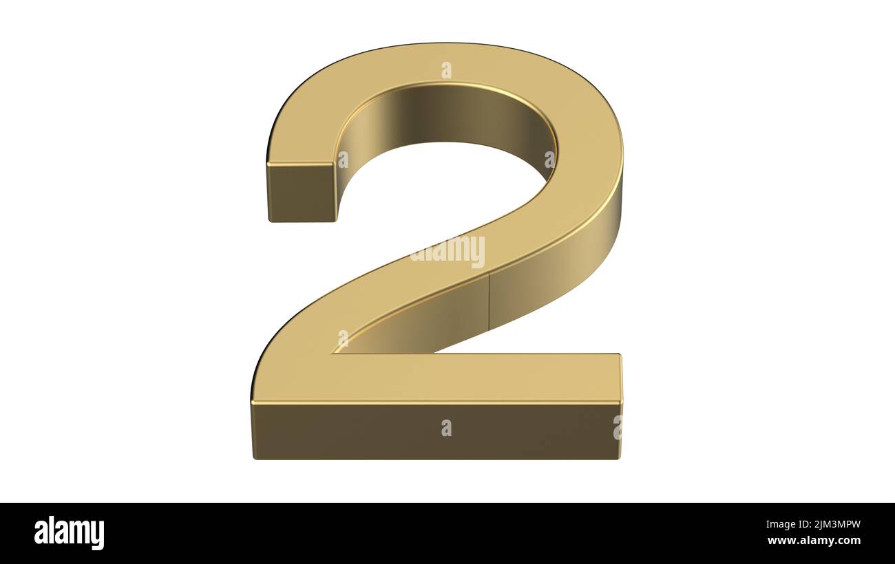 number 2 gold two silver 3d glass crystal anniversary render ...