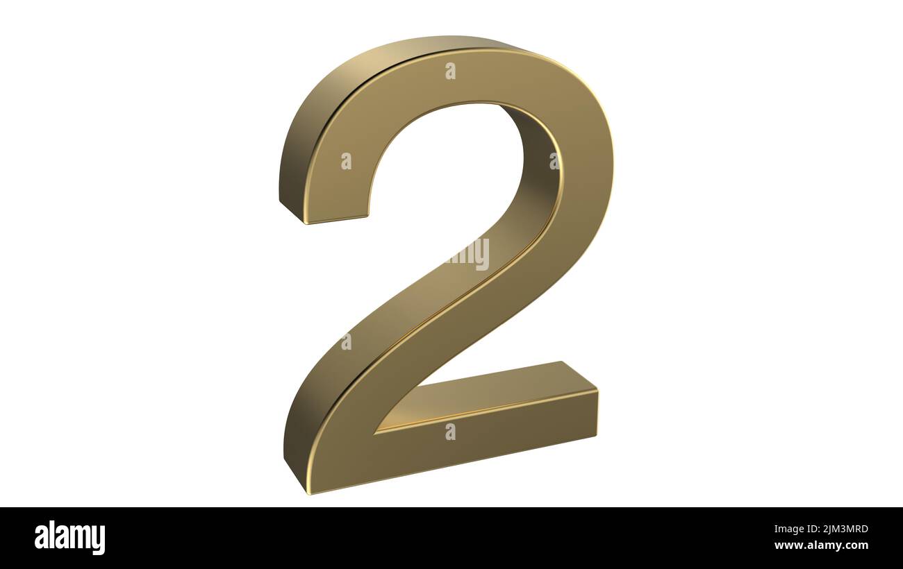 number 2 gold two silver 3d glass crystal anniversary render ...