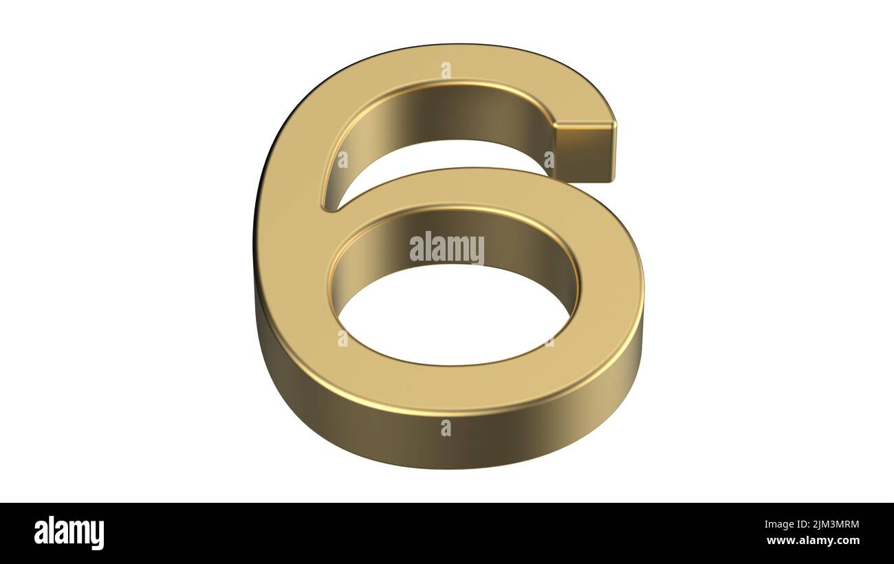 6 number six gold silver 3d glass crystal anniversary render ...