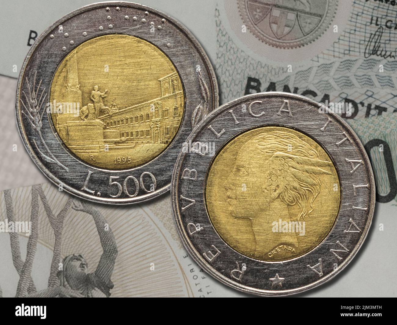 Old Italian lira coin obverse and reverse. old Republic of Italy ...