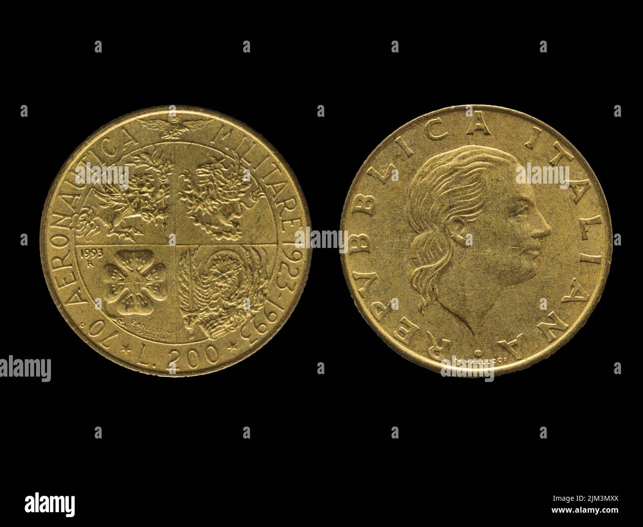 Old Italian lira coin obverse and reverse. old Republic of Italy ...