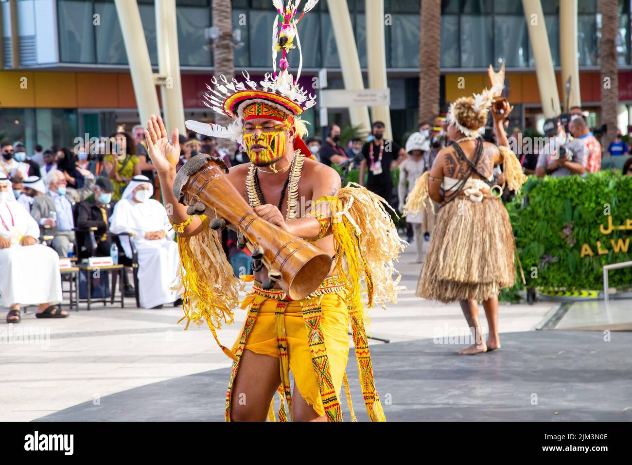Papua New Guinea Island first nation dancers at Expo2020 dancing in ...