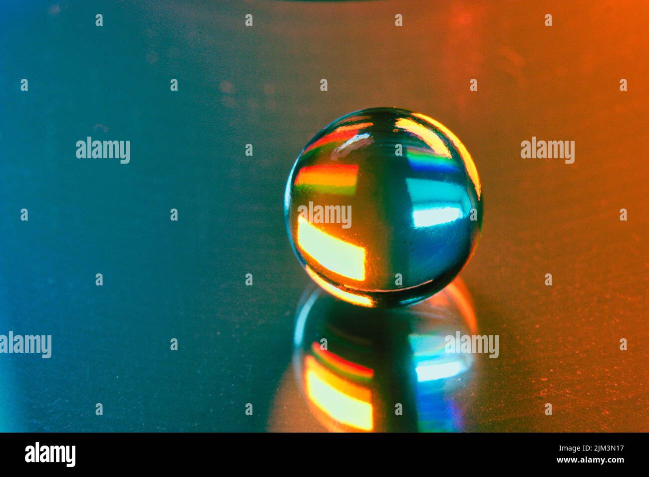 View of a mirrored sphere with reflections Stock Photo - Alamy