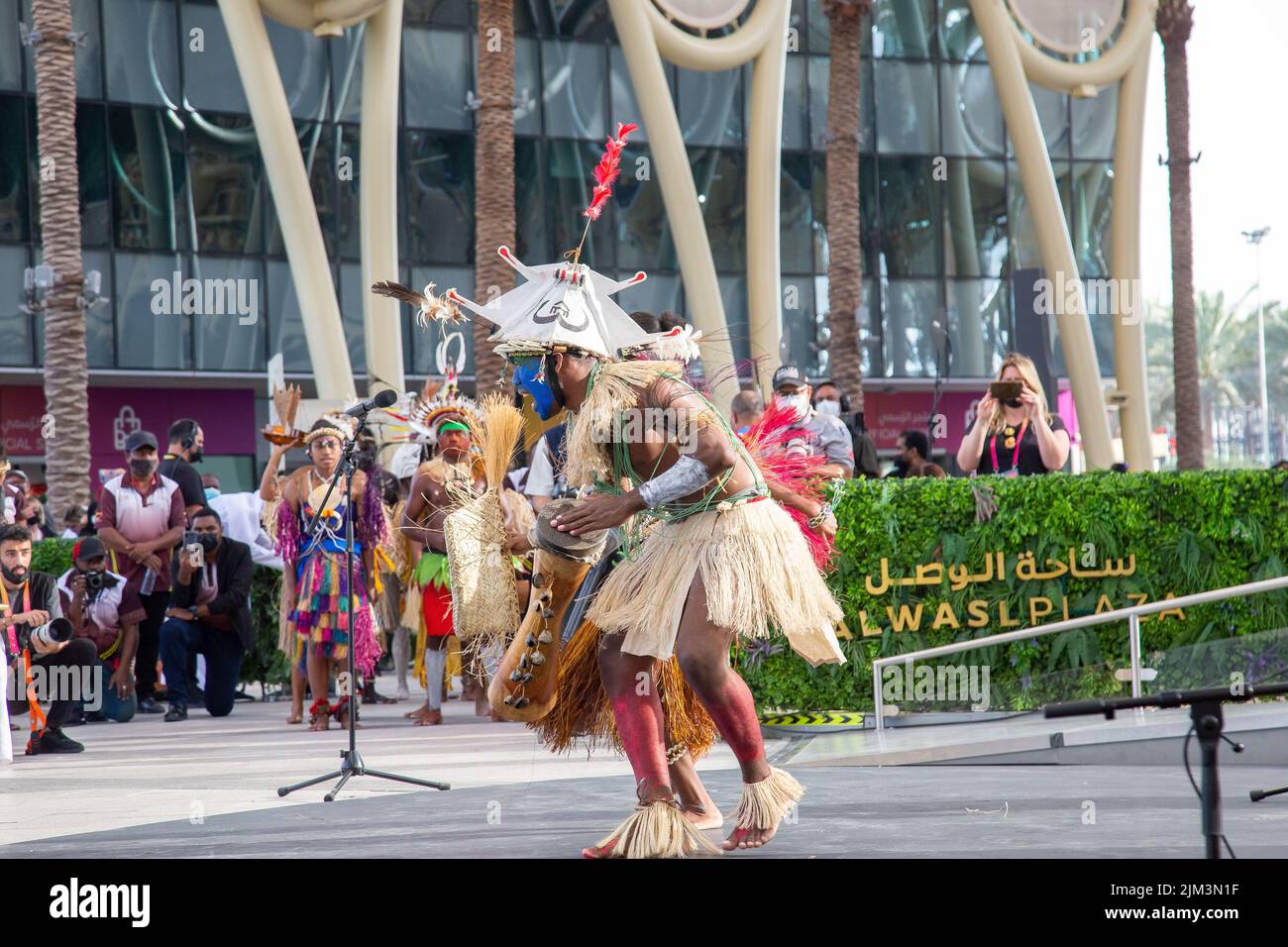 Papua New Guinea Island first nation dancers at Expo2020 dancing in ...