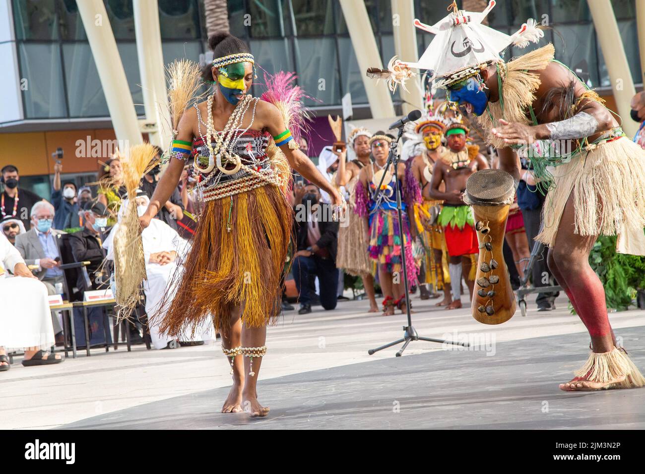 Papua New Guinea Island first nation dancers at Expo2020 dancing in ...