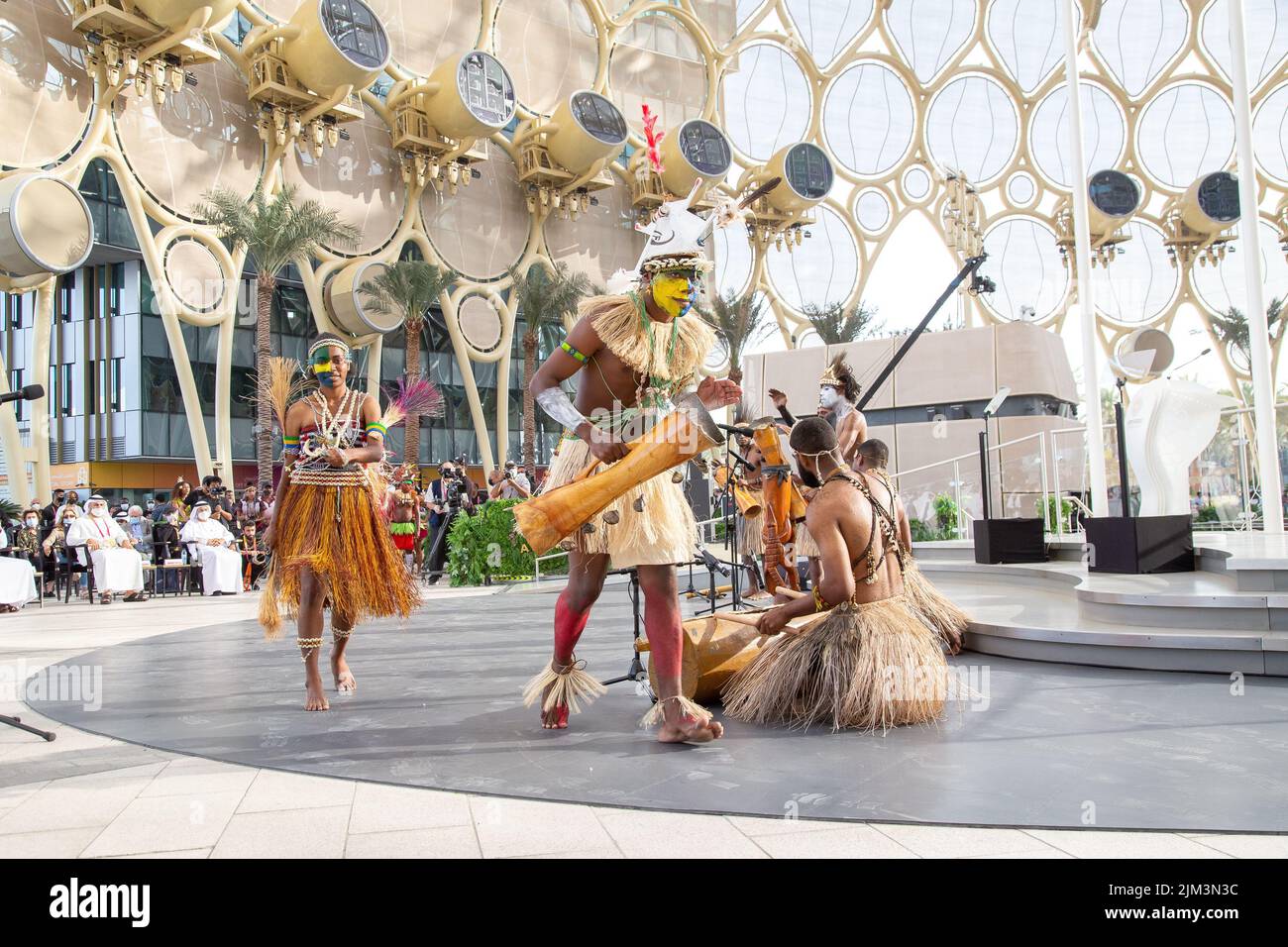 Papua New Guinea Island first nation dancers at Expo2020 dancing in ...