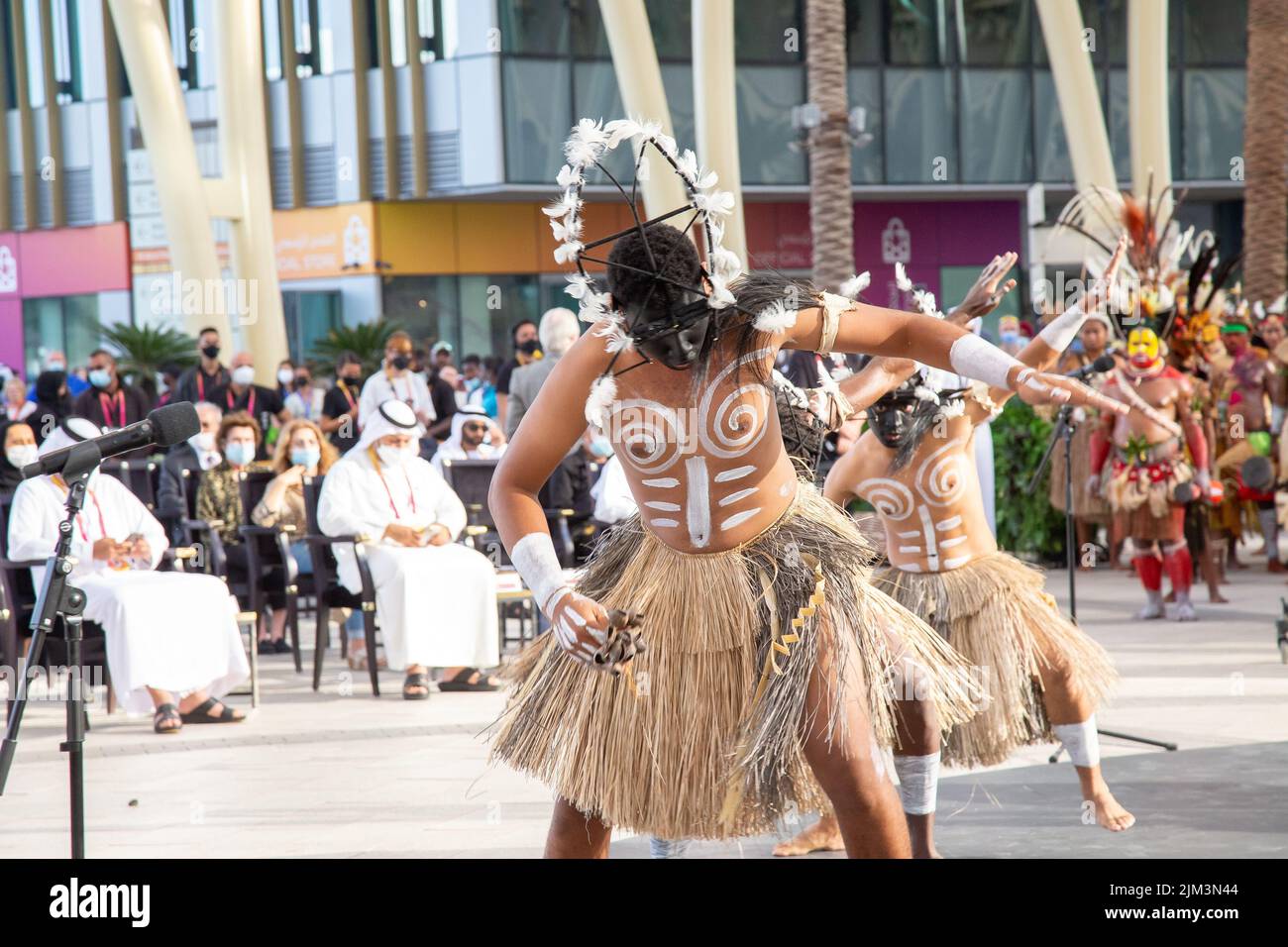 Papua New Guinea Island first nation dancers at Expo2020 dancing in ...