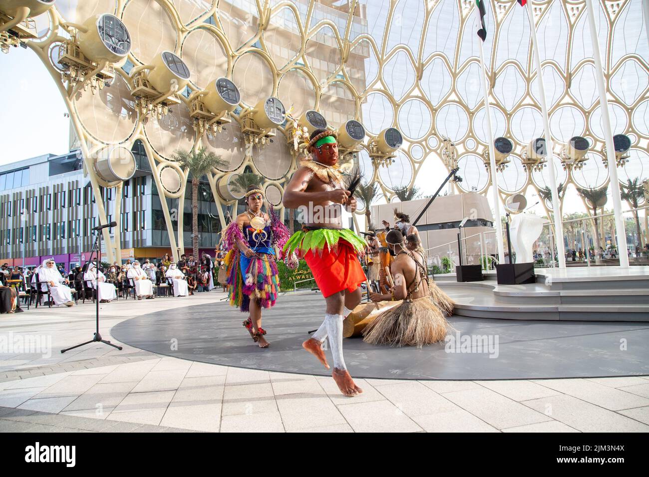Papua New Guinea Island first nation dancers at Expo2020 dancing in ...