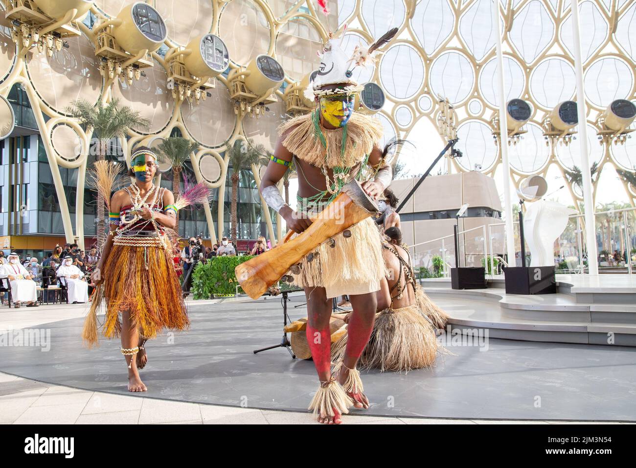 Papua New Guinea Island first nation dancers at Expo2020 dancing in ...