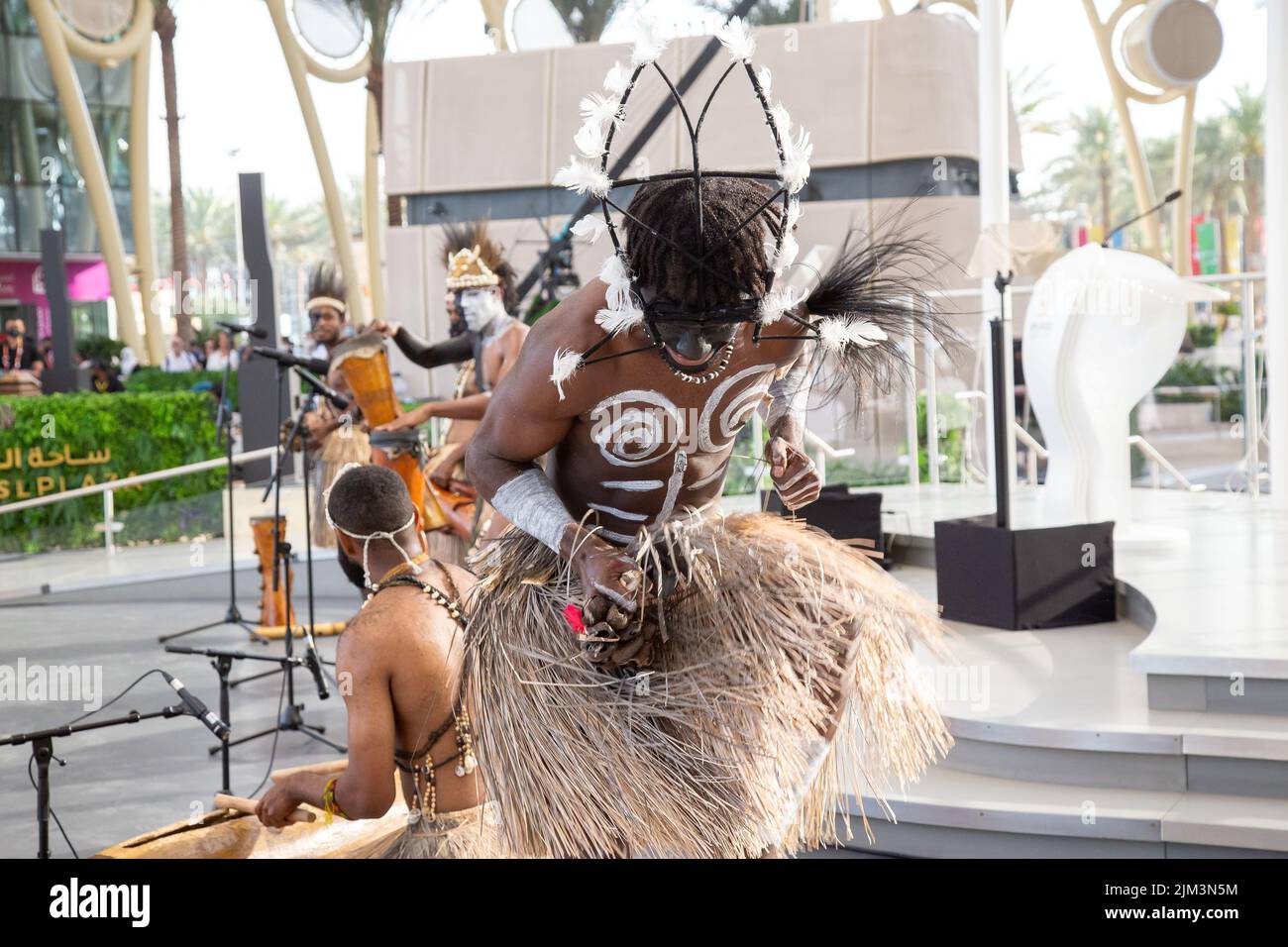 Papua New Guinea Island first nation dancers at Expo2020 dancing in ...