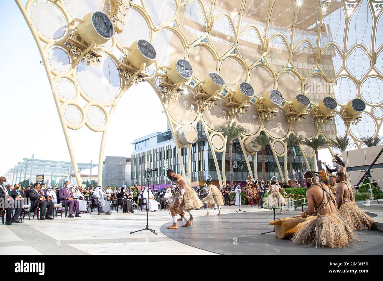 Papua New Guinea Island first nation dancers at Expo2020 dancing in ...