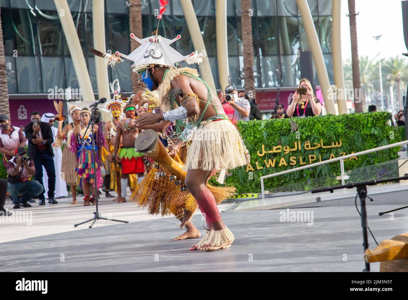 Papua New Guinea Island first nation dancers at Expo2020 dancing in ...