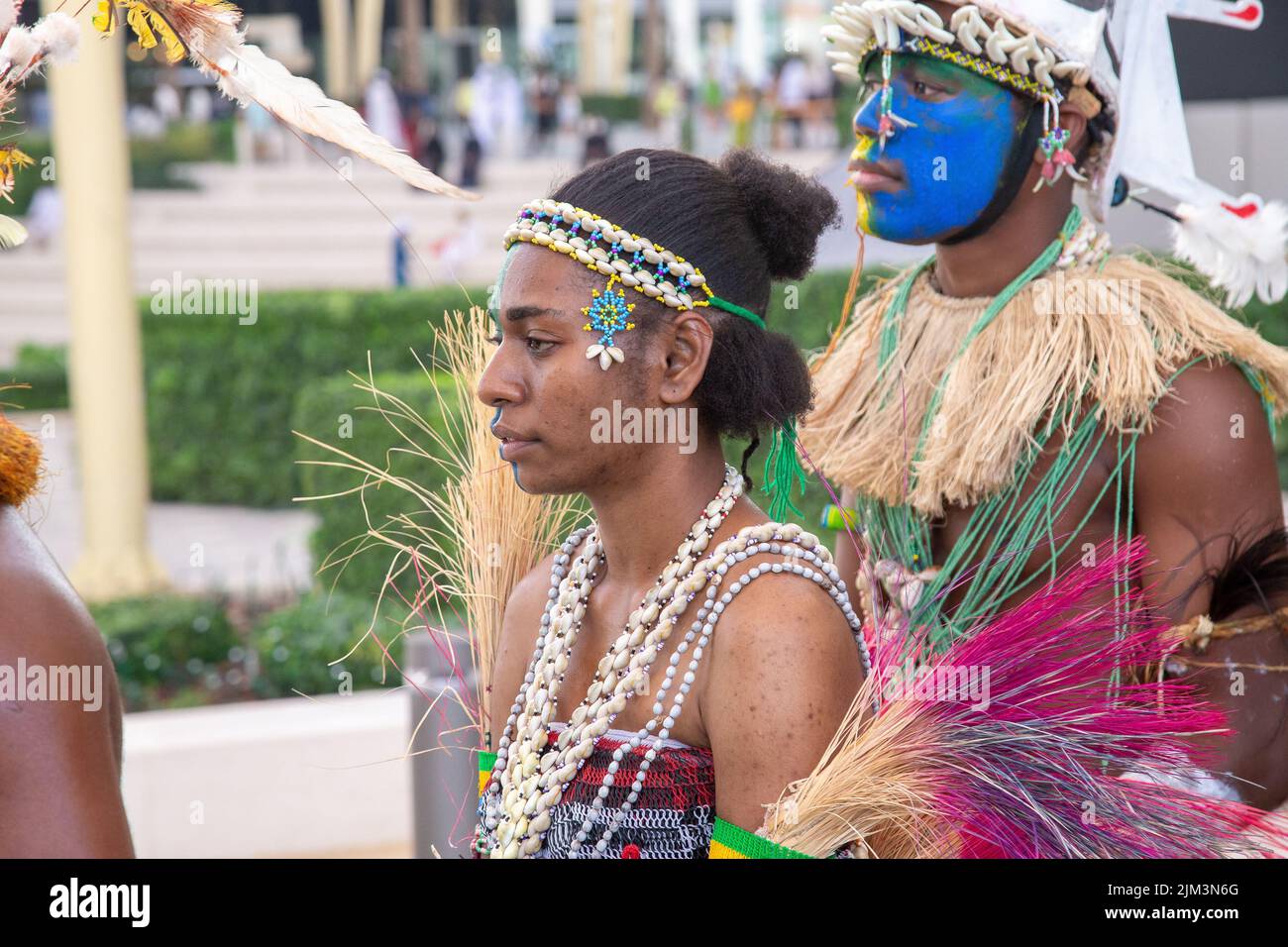 Papua New Guinea Island first nation dancers at Expo2020 dancing in ...