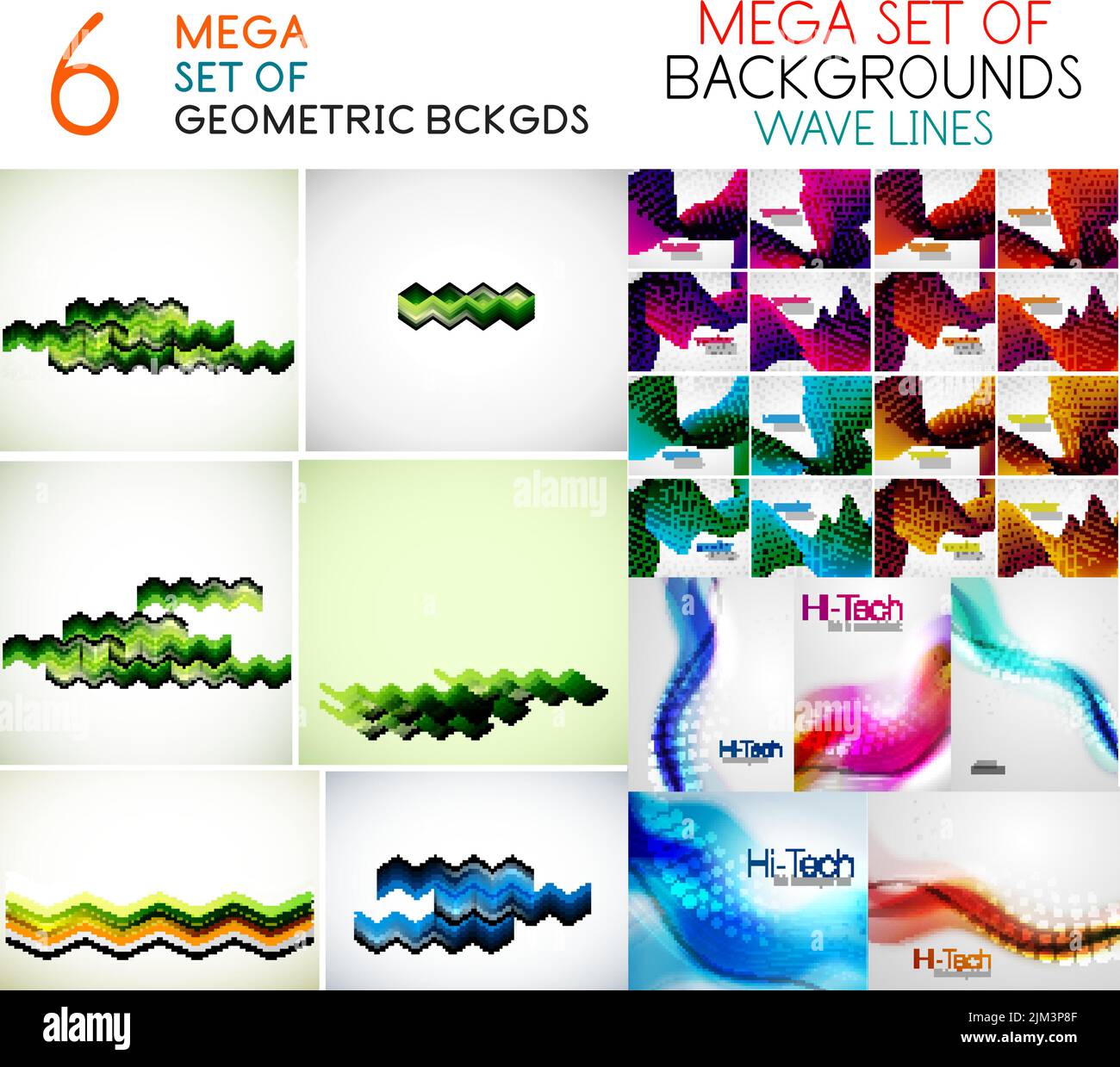 Wave line poster design, vector mega collection Stock Vector Image ...