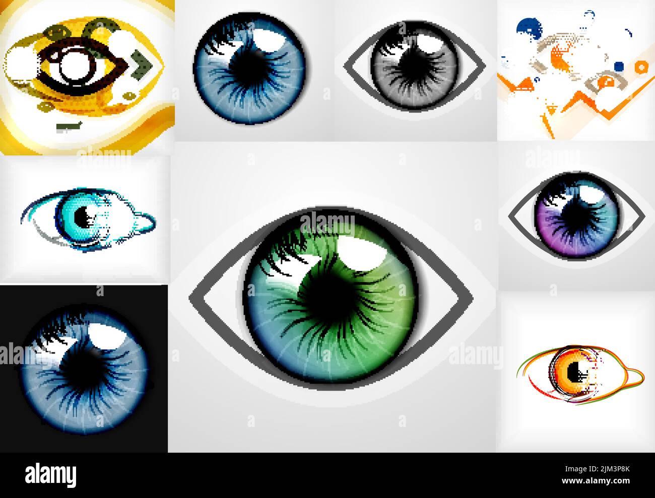 Mega collection of eye design templates, various designs Stock Vector ...