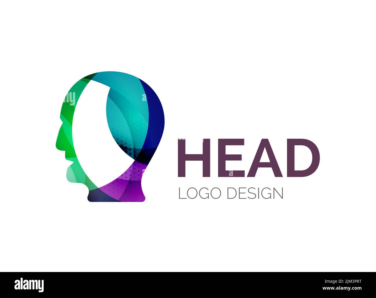Abstract human head logo design made of color pieces - various ...