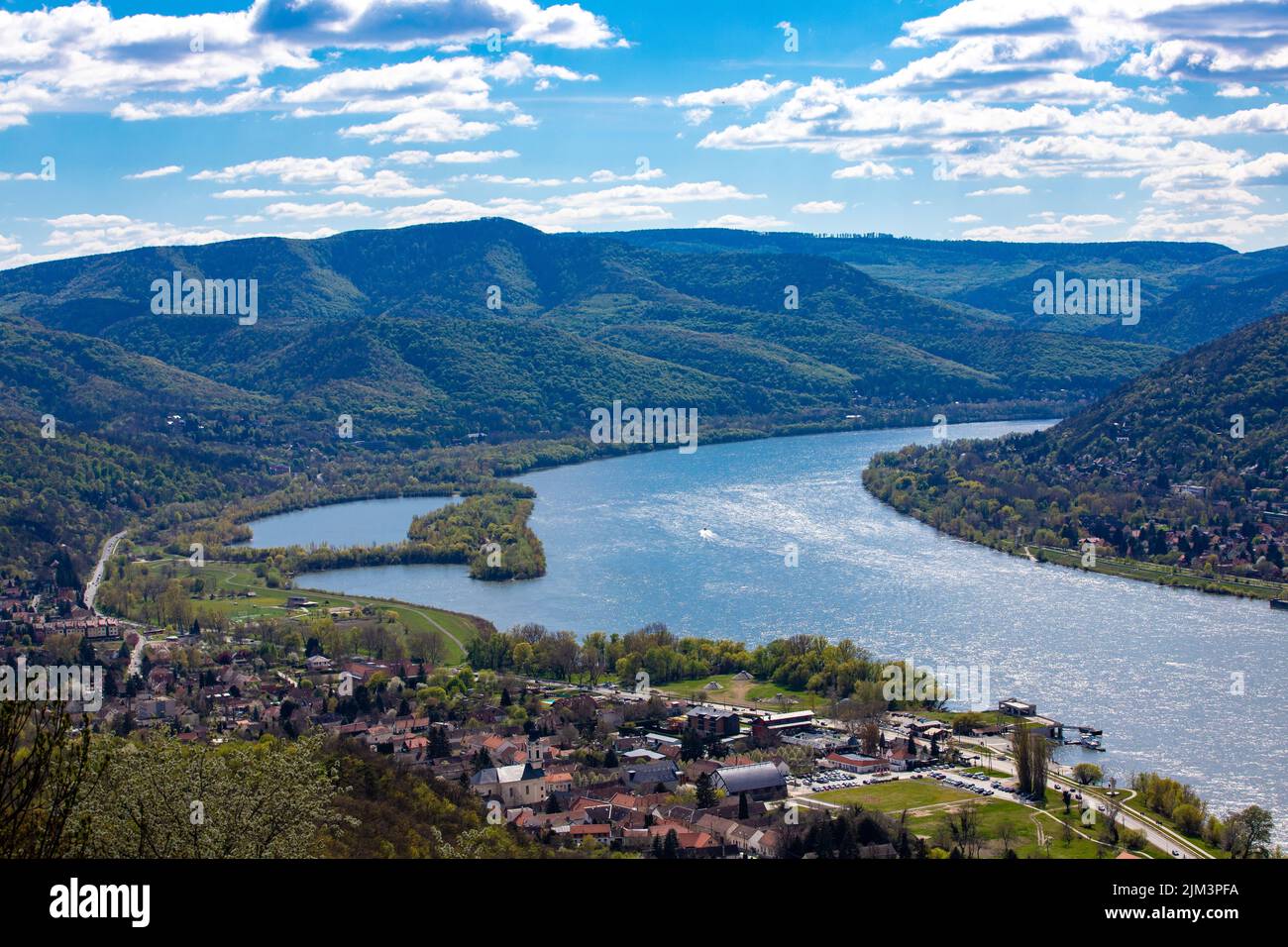 A landscape with the Danube river, visible from the Visegrad area ...