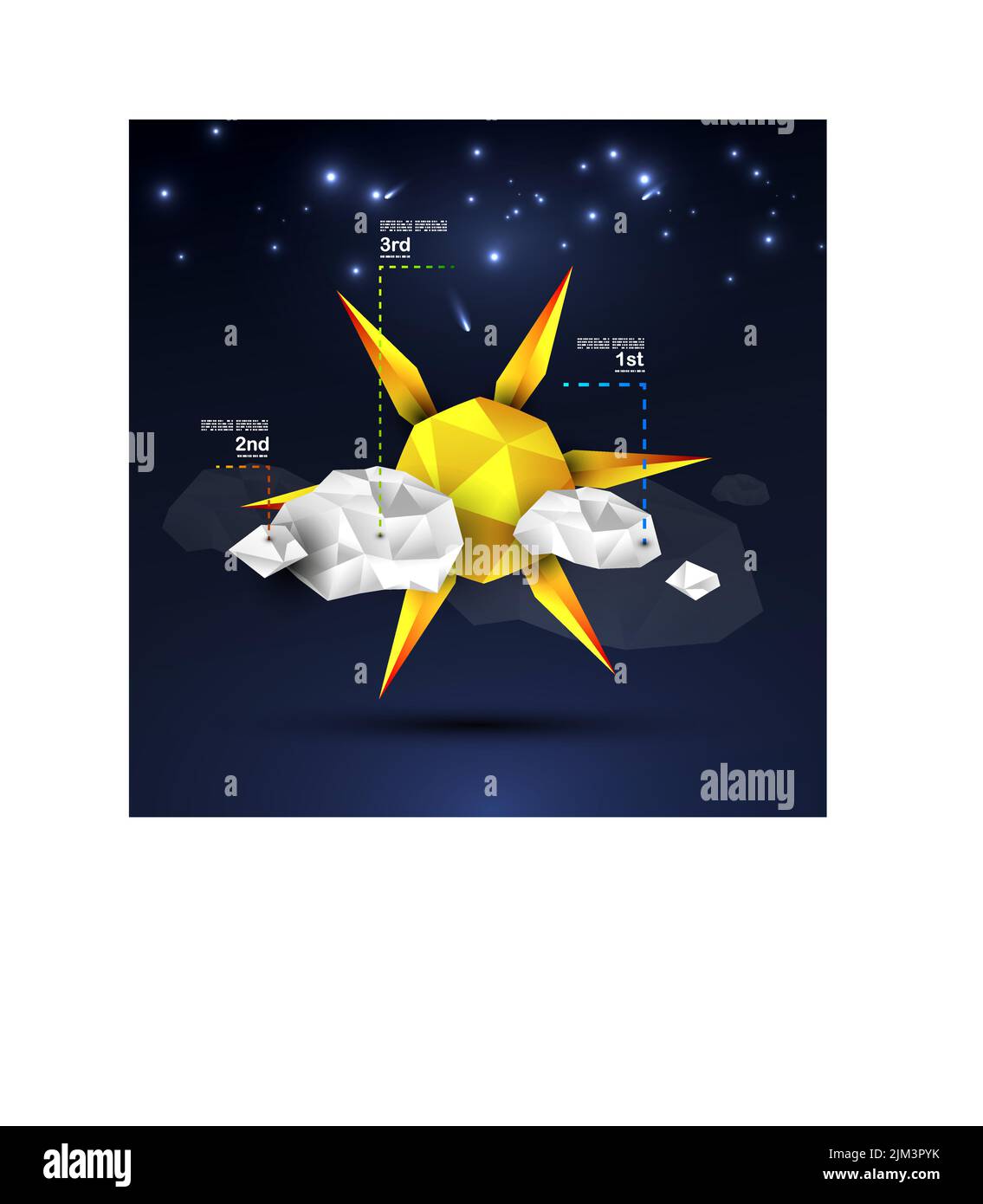 Origami sun and clouds design. Can be used as a background, web design ...