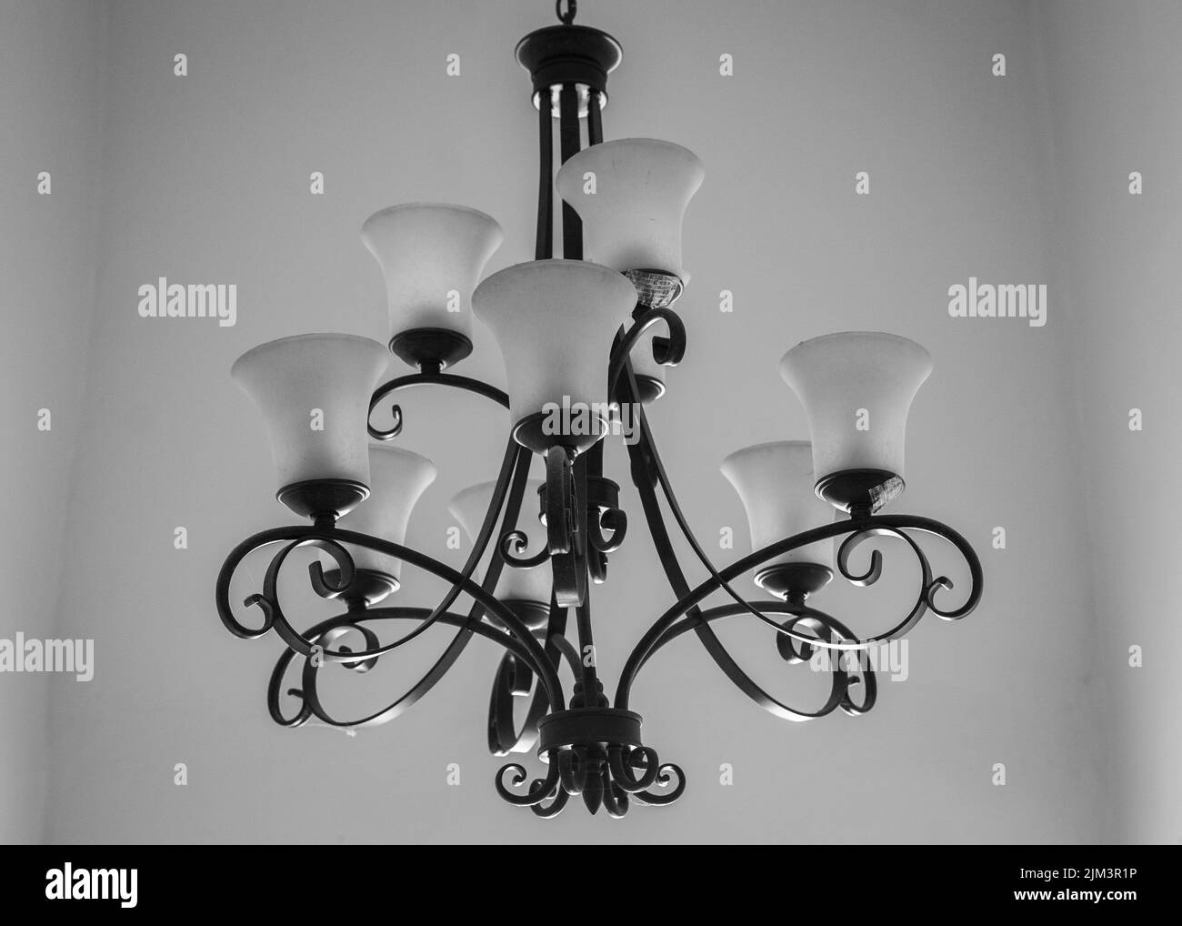Hanging chandelier Black and White Stock Photos & Images - Alamy