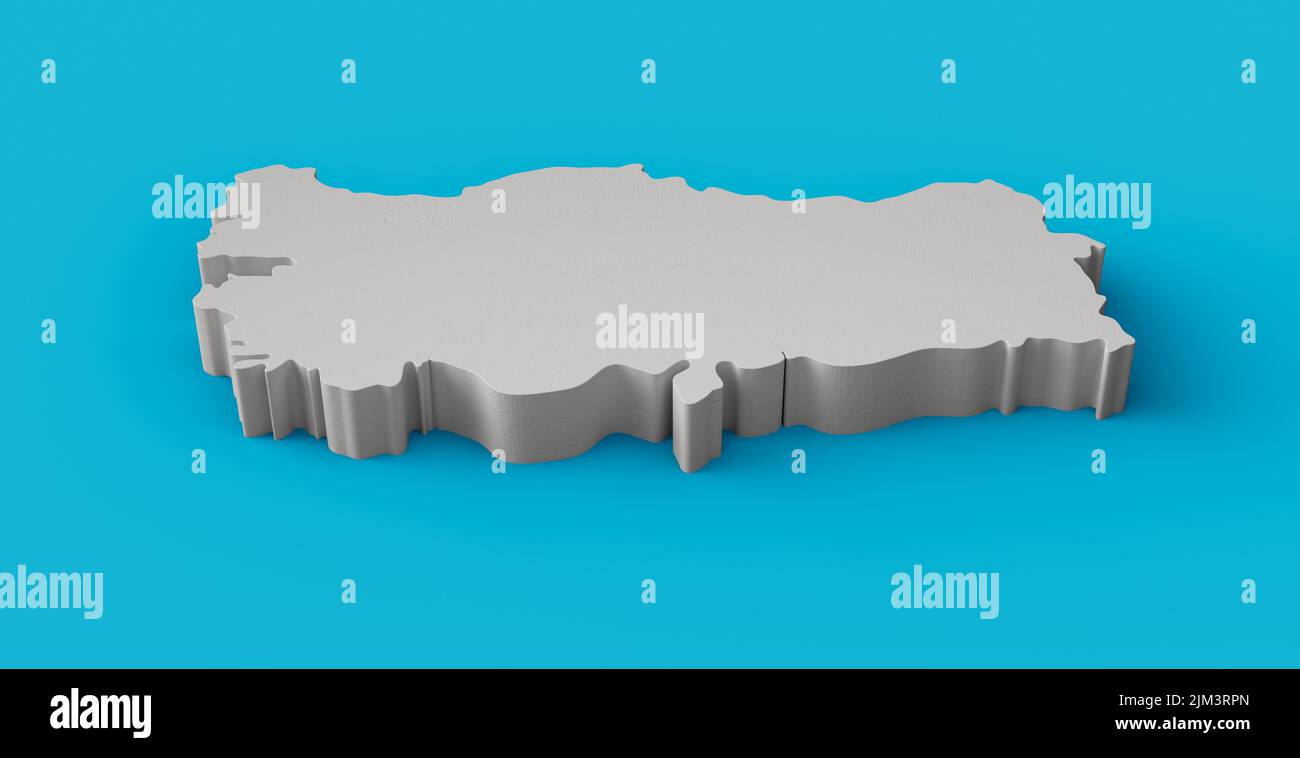 A 3d render of a cartography and topology figure of Turkey's map ...