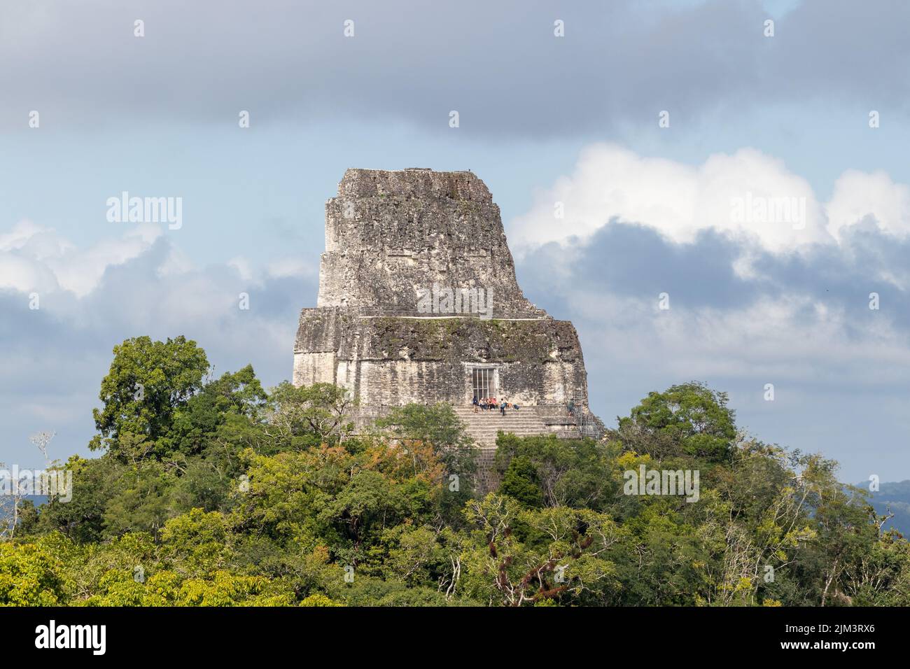Temple 4 or IVa ancient mayan ruins above the jungle forest in tikal ...