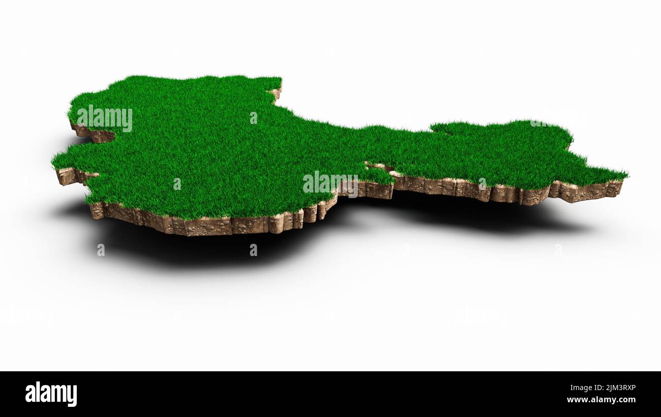 A 3d rendering of China's soil land geology cross section map with ...