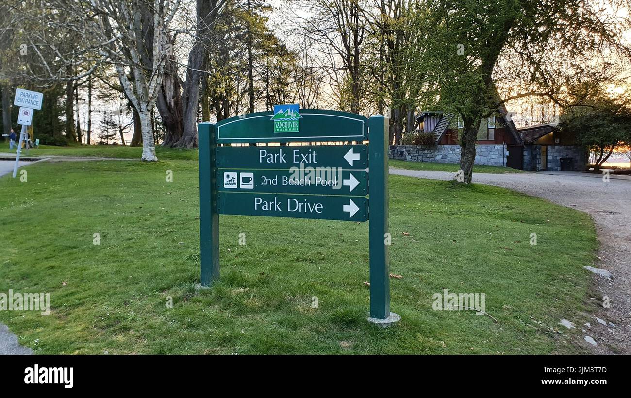 second beach signage. Stanley Park Vancouver Stock Photo - Alamy