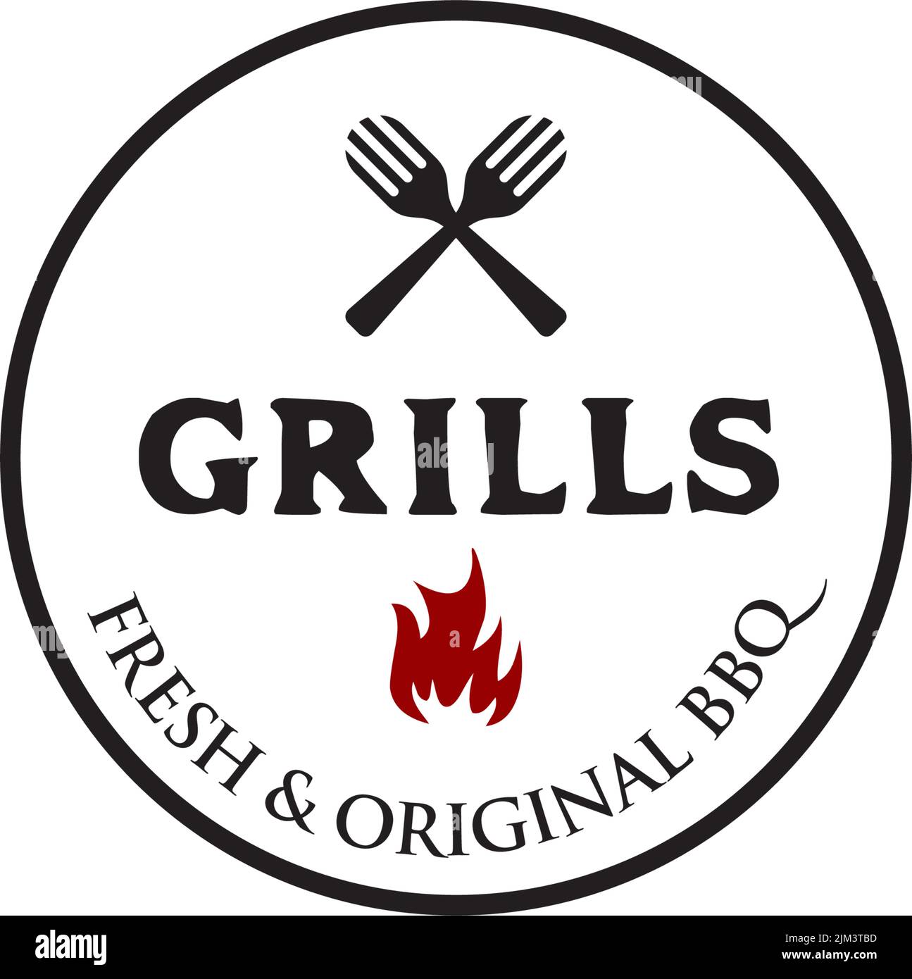 Grills barbeque restaurant logo design inspiration vector template ...