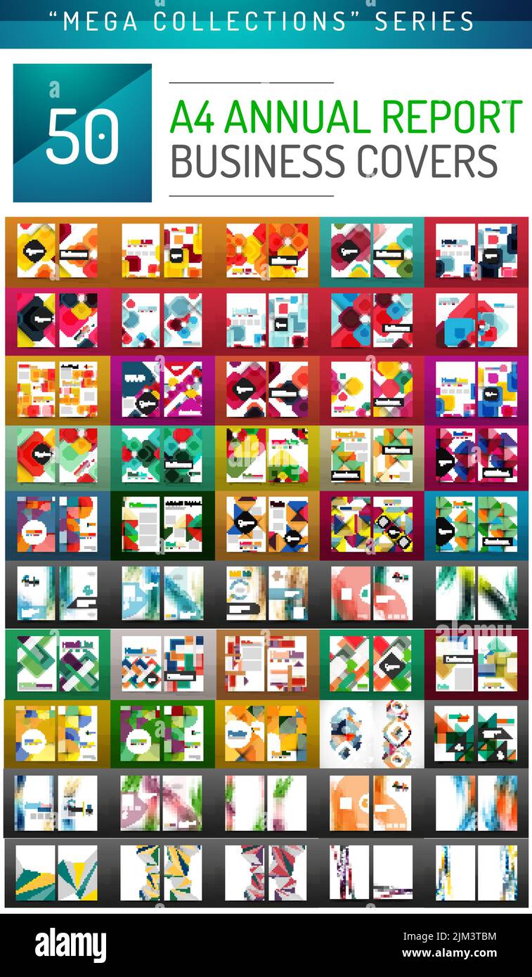 Mega collection of 50 business annual report brochure templates, A4 ...