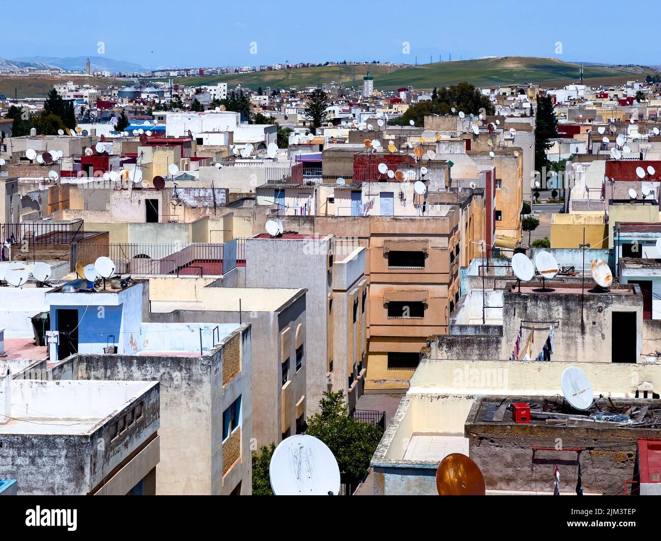 Aerial view over an urban neighborhood in Morocc Stock Photo - Alamy