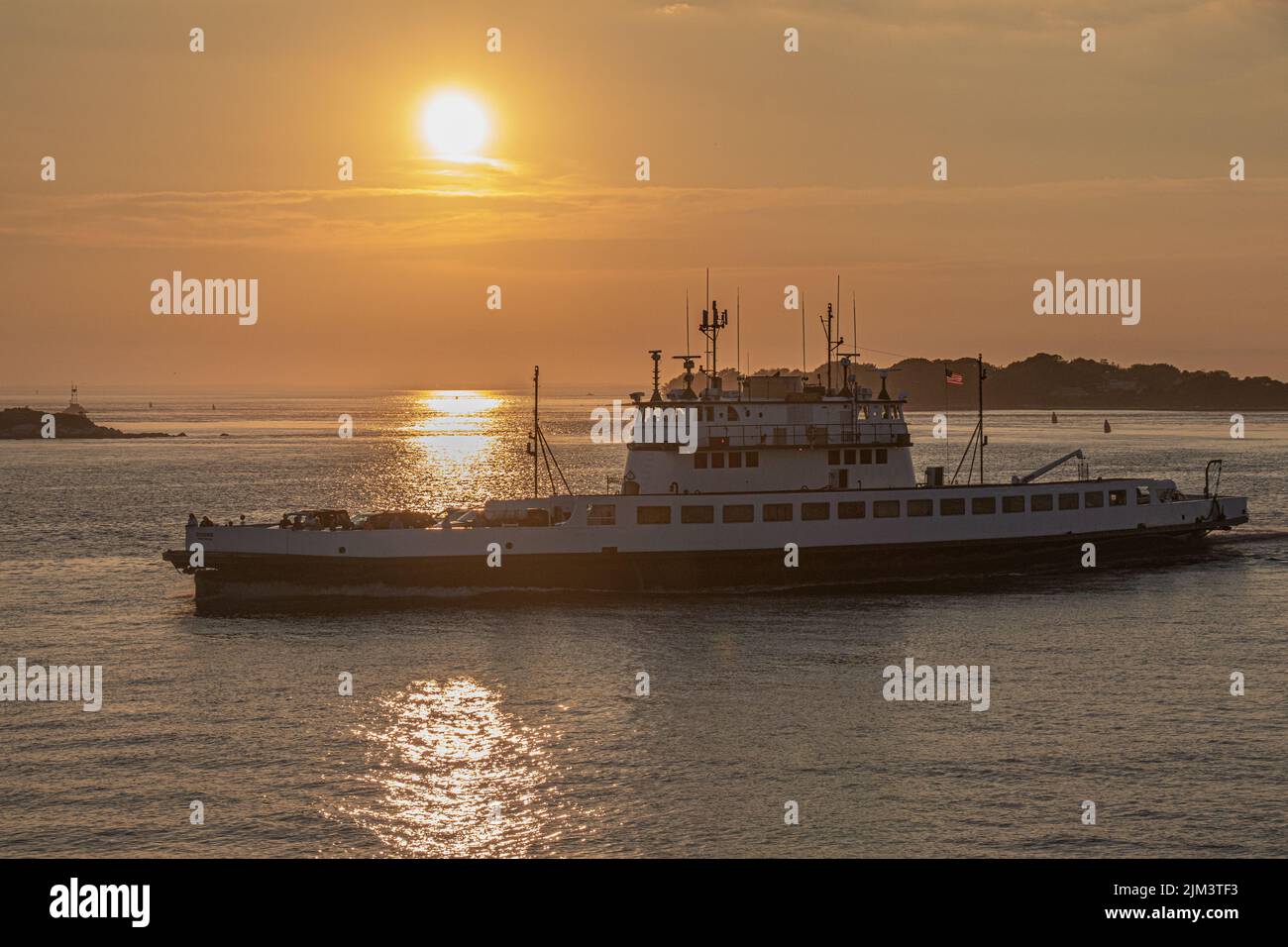 A ferry boat sailing in the ocean between Martha's Vineyard and Cape ...
