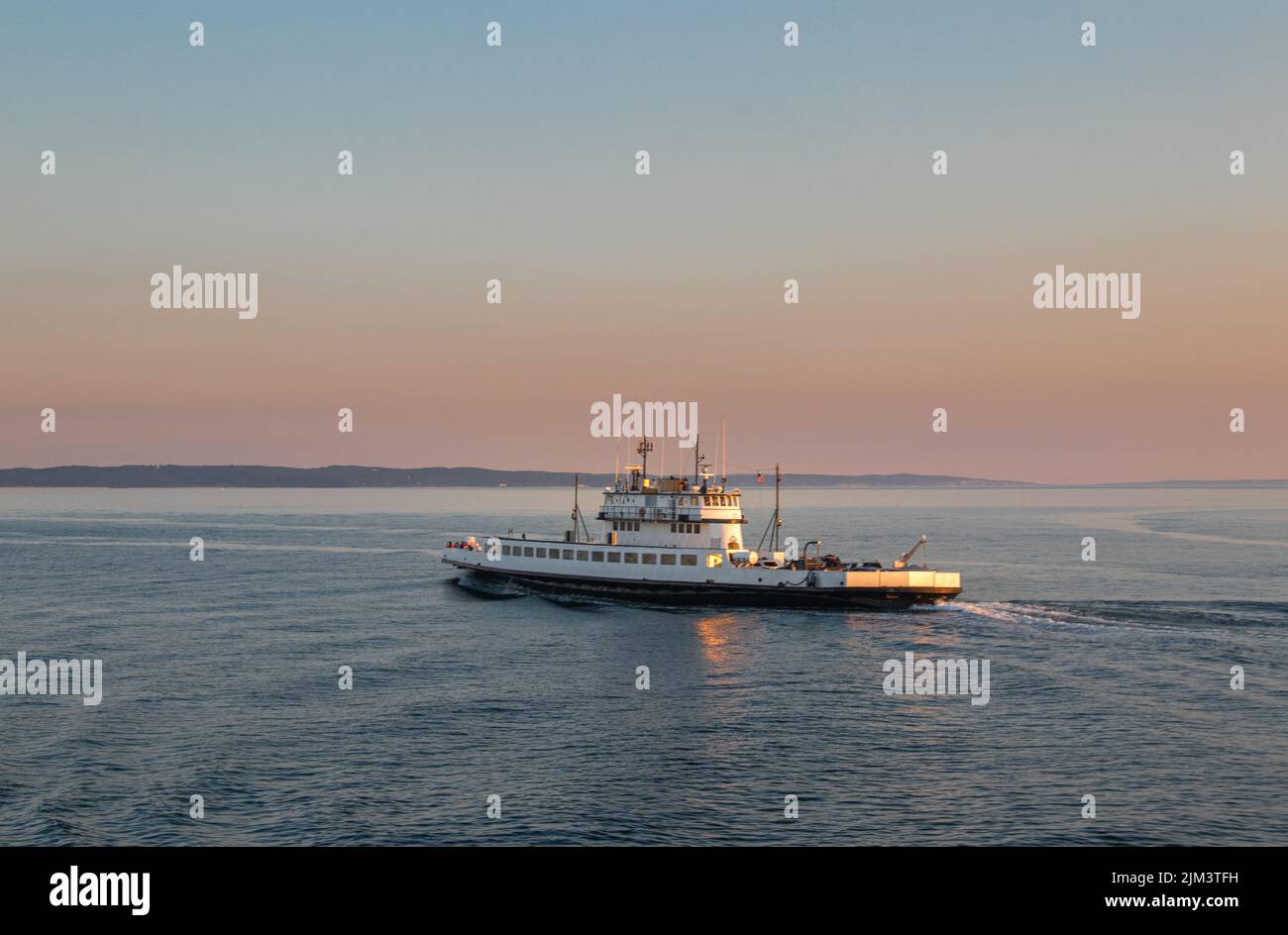 A ferry boat sailing in the ocean between Martha's Vineyard and Cape ...