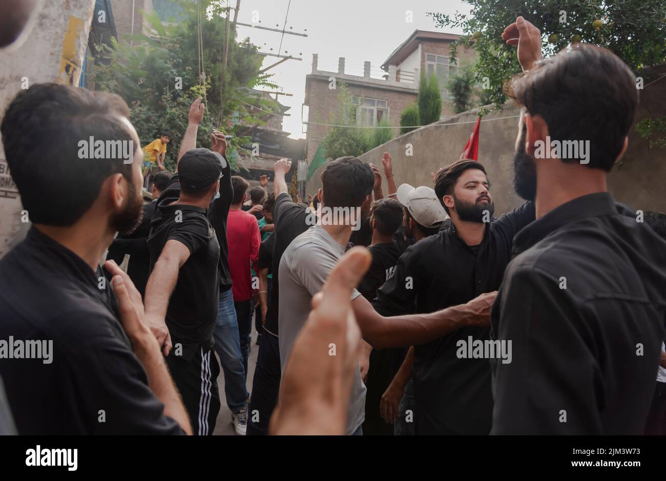 Srinagar, India. 04th Aug, 2022. Shia Muslims beat their chests during ...