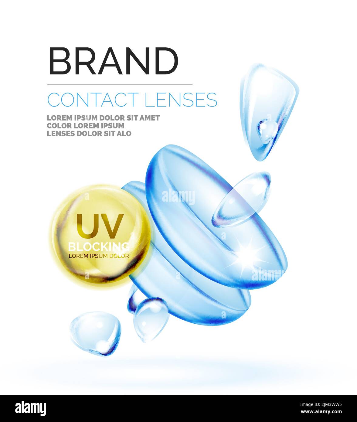 Vector eye contacts lenses ad template, packaging and product ads ...