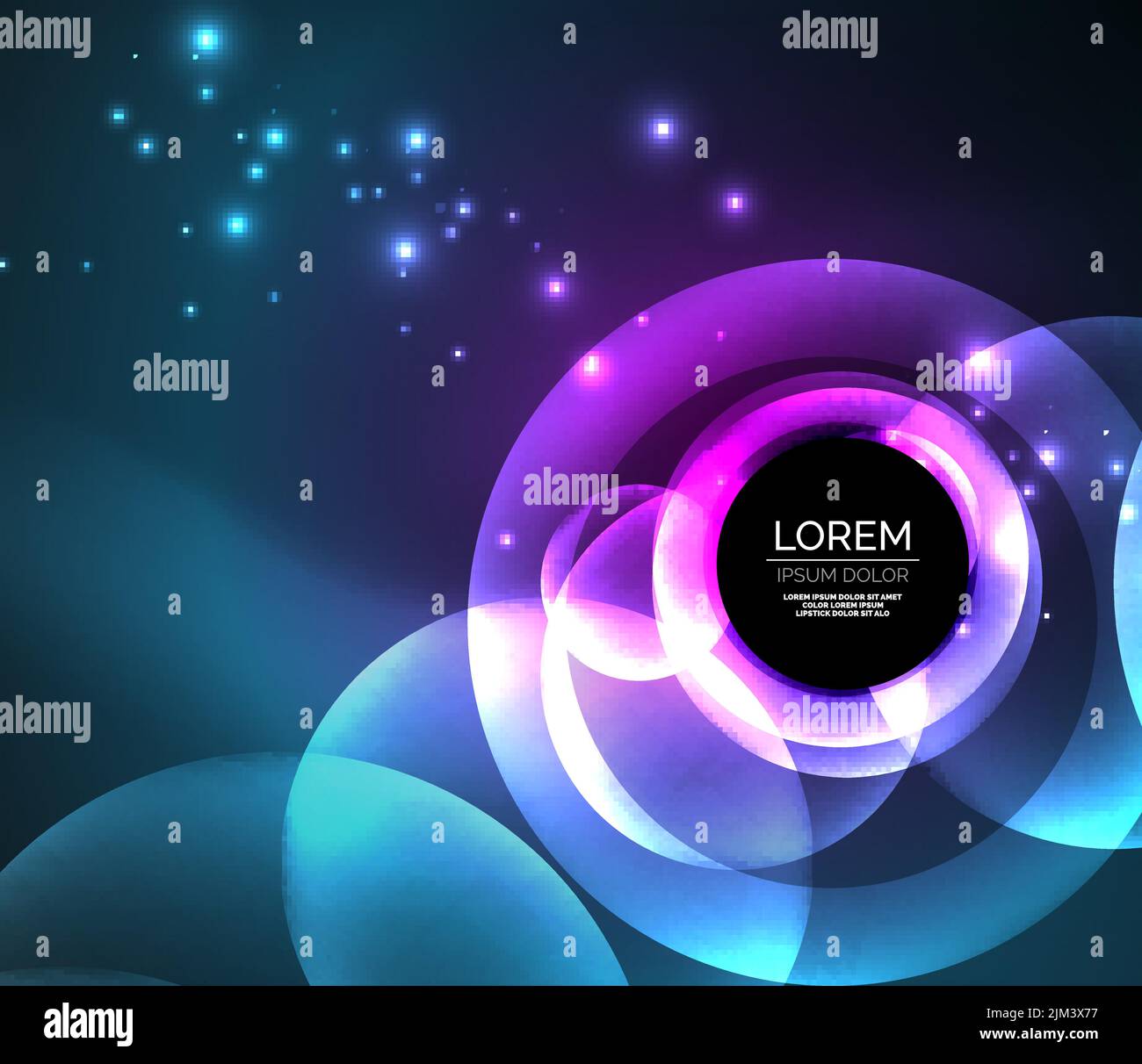 Glowing shiny overlapping circles composition on dark background, magic ...