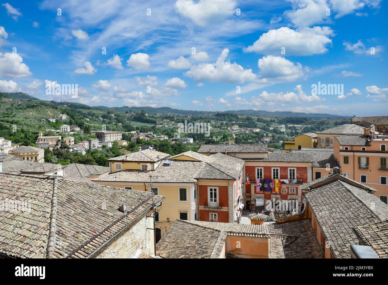 An aerial view of Arpino - a small village in the province of Frosinone ...