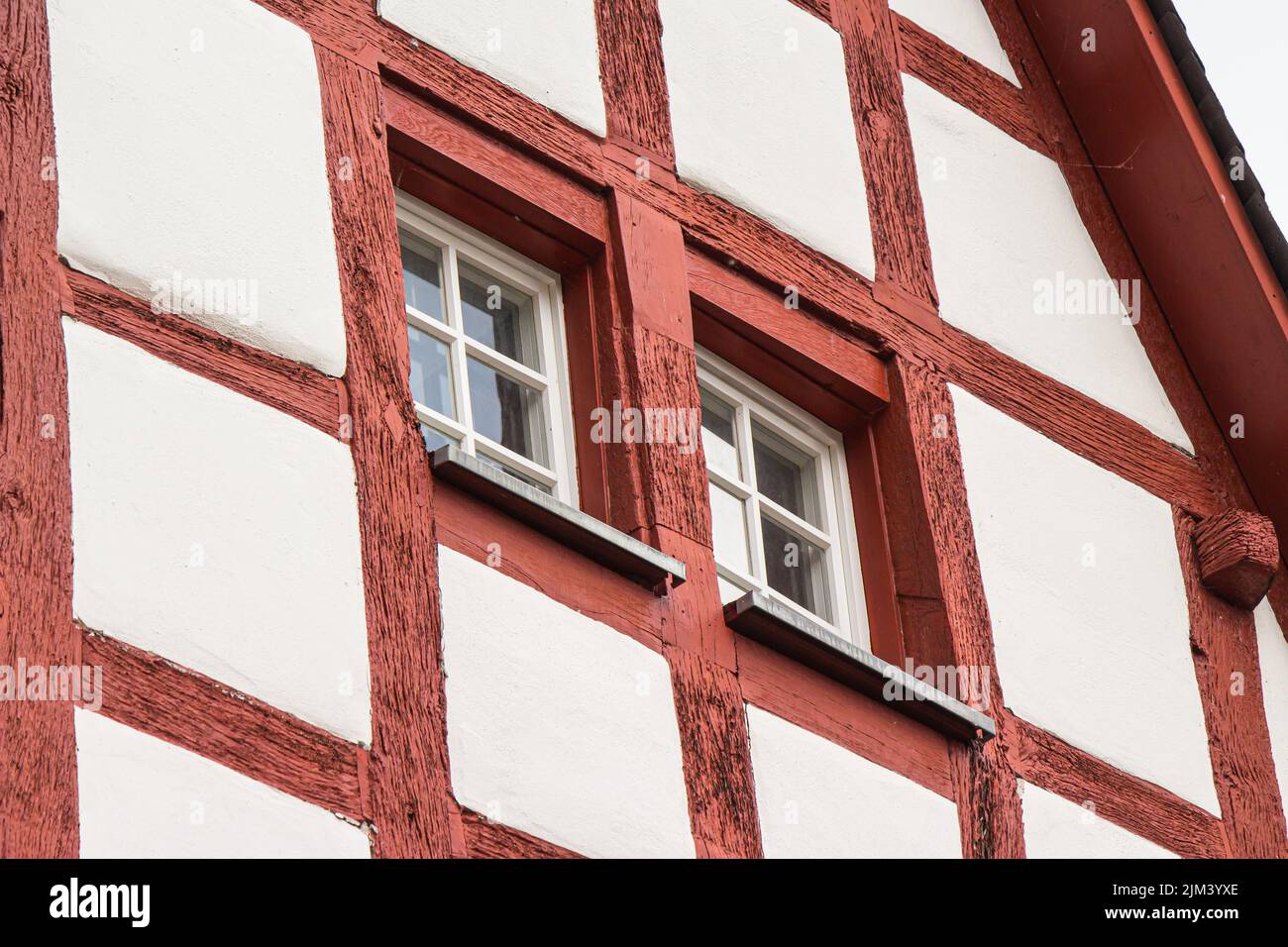 A low angle of a wooden brown window frames Stock Photo - Alamy