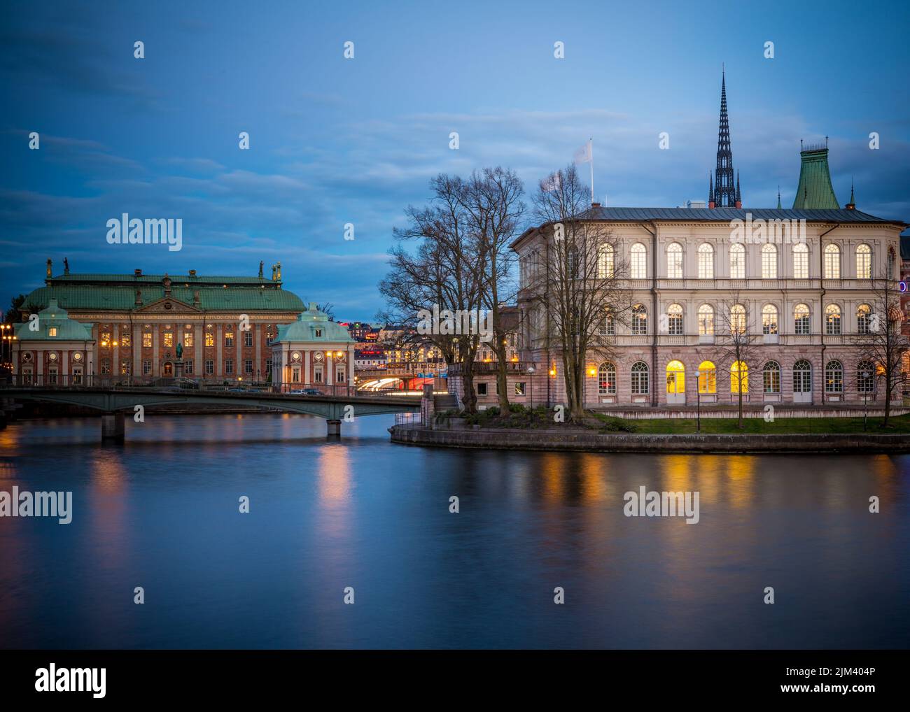 A view from a bridge to Gamla Stan (Old Town) in Stockholm, Sweden at ...