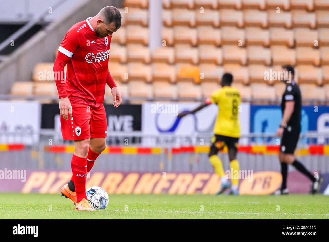 Antwerp's Vincent Janssen looks dejected during the match between ...