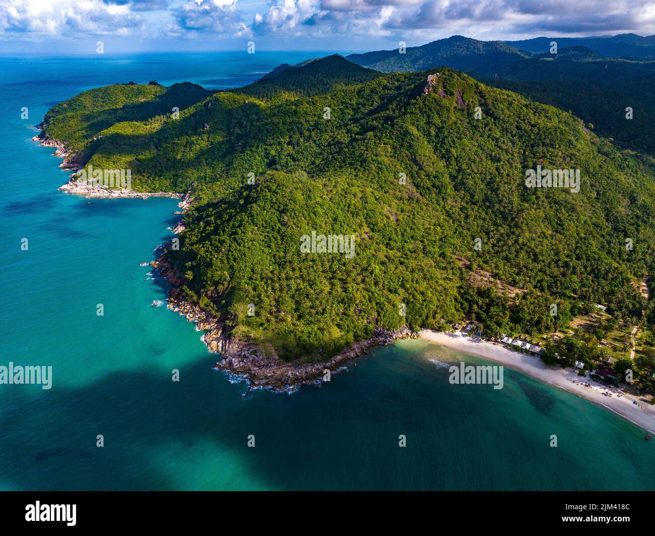 Aerial view of Bottle beach and viewpoint, in Koh Phangan, Thailand ...