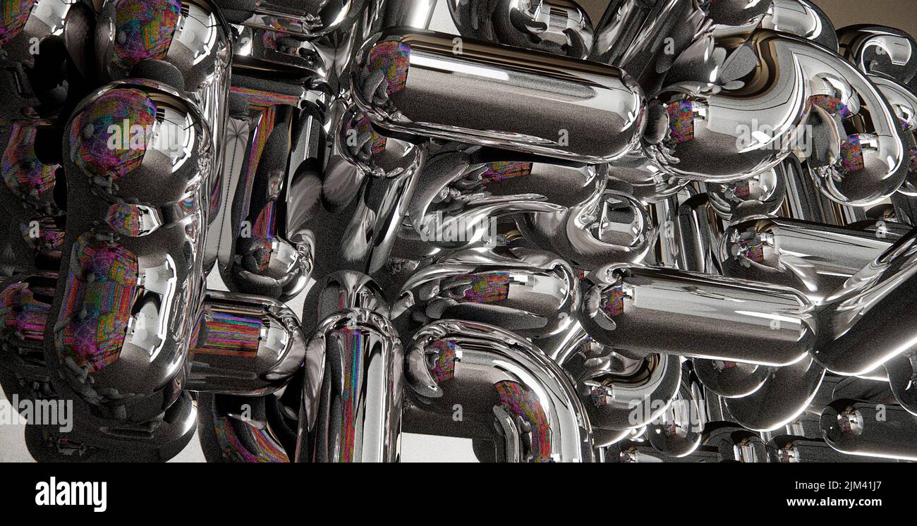 A 3D rendering of reflective mirrors for an abstract metaverse ...