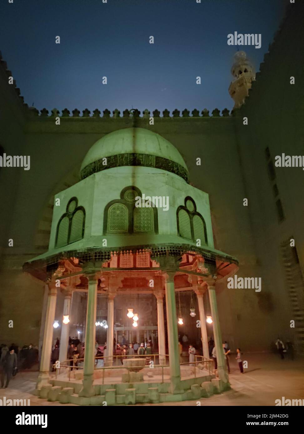 A vertical shot of the Mosque-Madrasa of Sultan Hassan located in Cairo ...